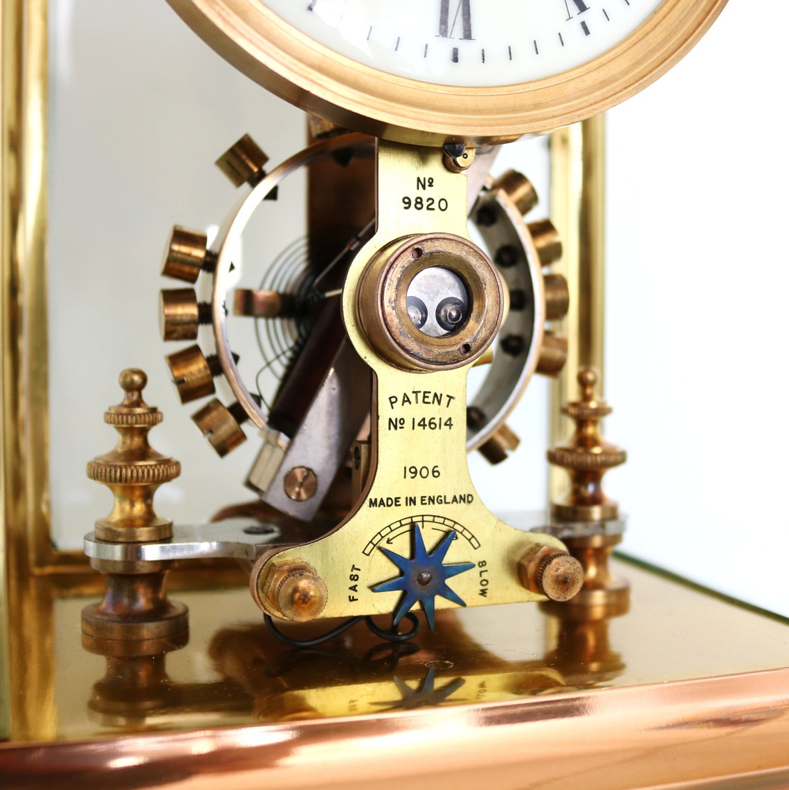 Antique EUREKA CLOCK Mantel 2 Doors Red & Yellow COPPER | Etsy