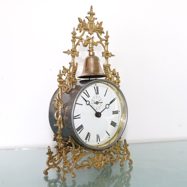 JAPY FRERES Alarm Mantel Clock Antique Rare Bronze XL Restored - Etsy