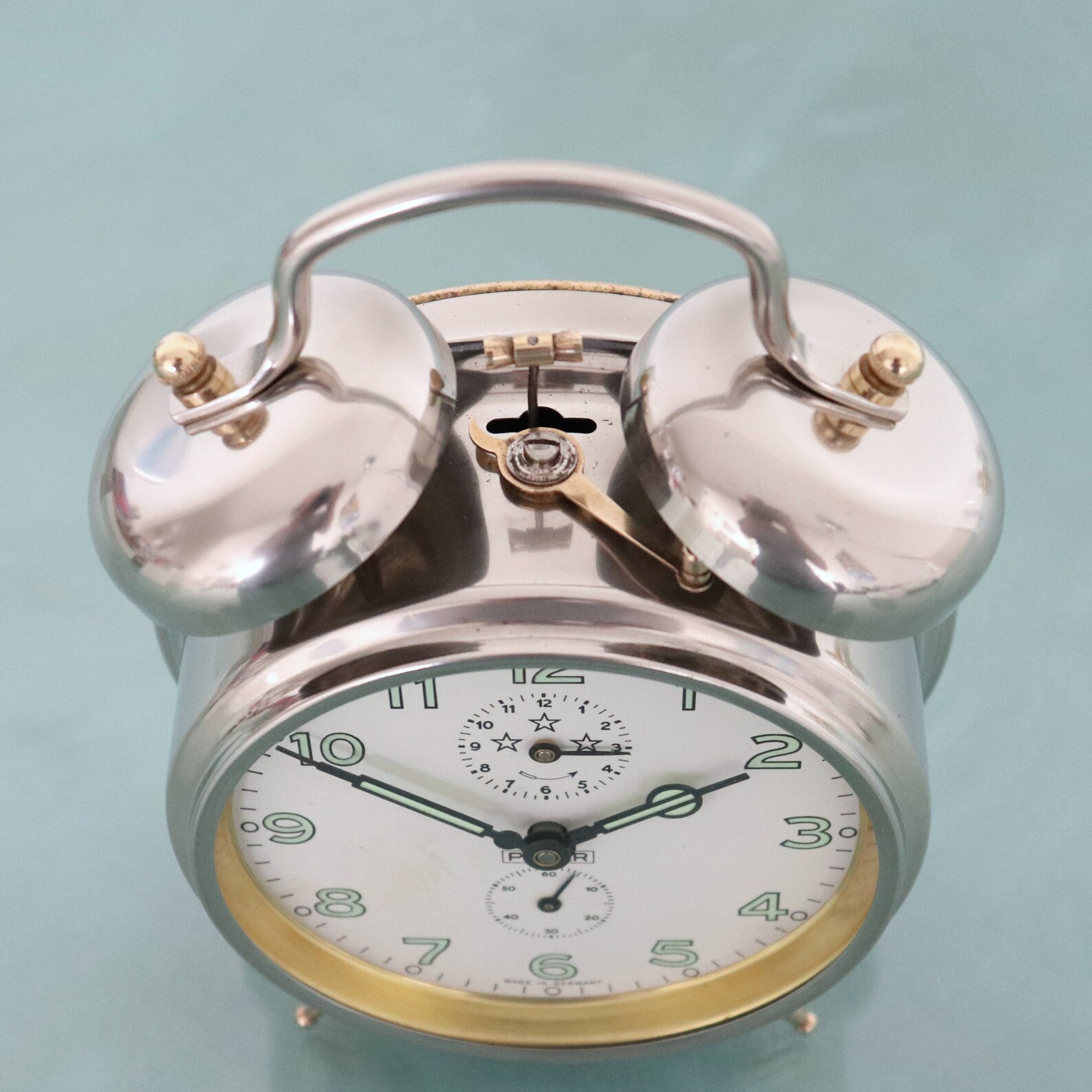 PETER Alarm Mantel Clock Chrome Vintage DOUBLE BELLS Germany - Etsy