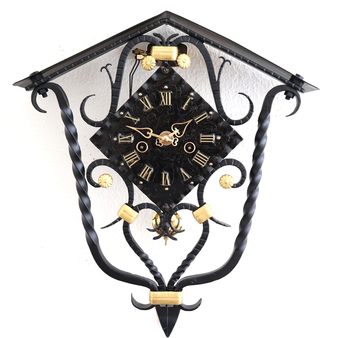 SCHATZ Vintage Wall TOP Clock 1960s Very RARE Double Bell Chime Cast ...