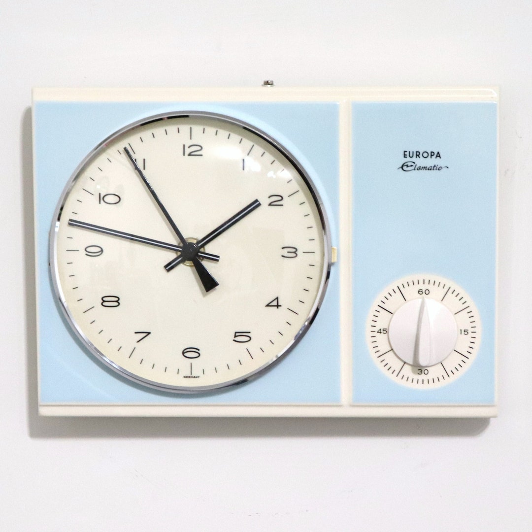 EUROPA ELOMATIC Top! Condition Clock Vintage CERAMIC 7 Jewels Kitchen ...