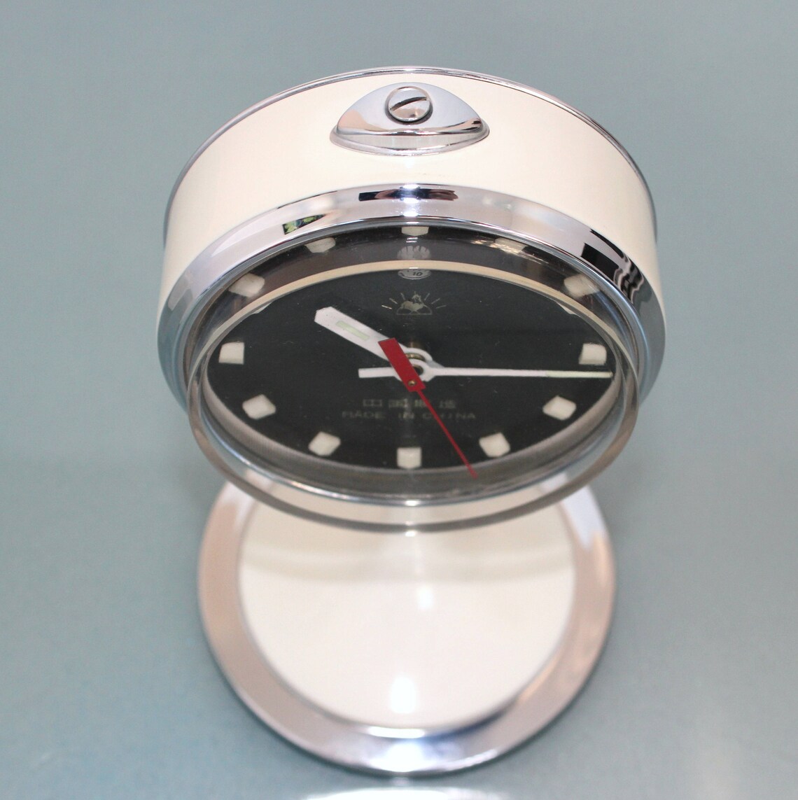 FIVE RAMS Alarm Mantel Clock UNUSUAL Top Mid Century Chrome - Etsy