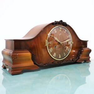JUBA SCHATZ Mantel Tabletop Clock Vintage High Gloss Wood! 4 Bar Chime ...