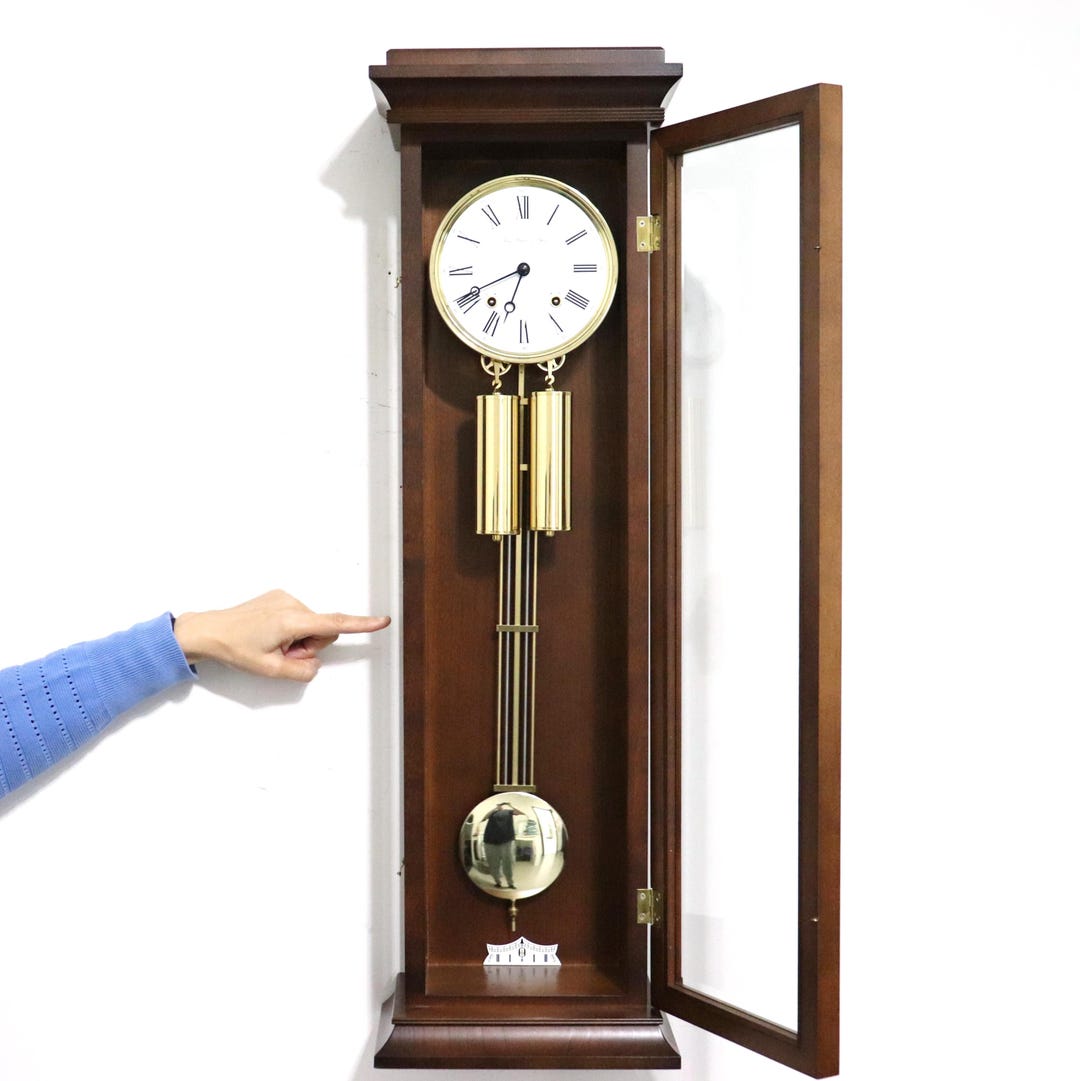 HERMLE Wall Clock Top Range Translucent Gong Chime Silencer Wood Brass ...