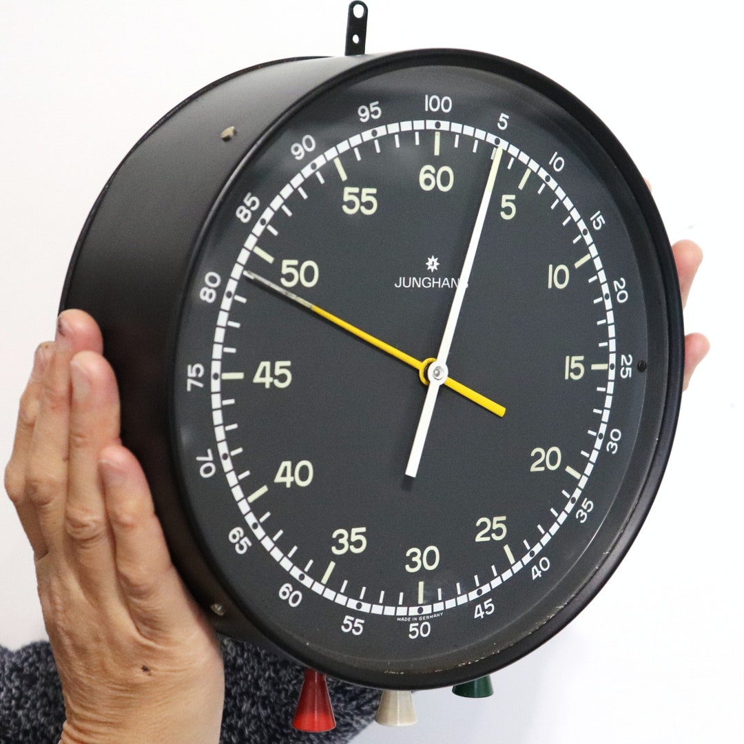 JUNGHANS WALL Clock Timer Matt Black STOPWATCH Professional Vintage ...