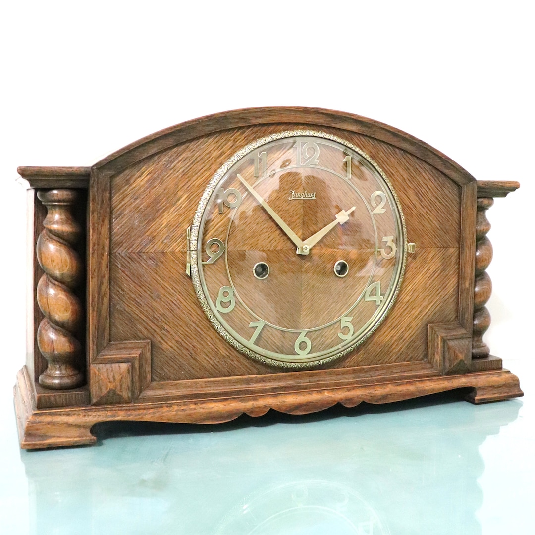 JUNGHANS Mantel TOP! Clock Antique Art Deco SERVICED Winding Wind up ...