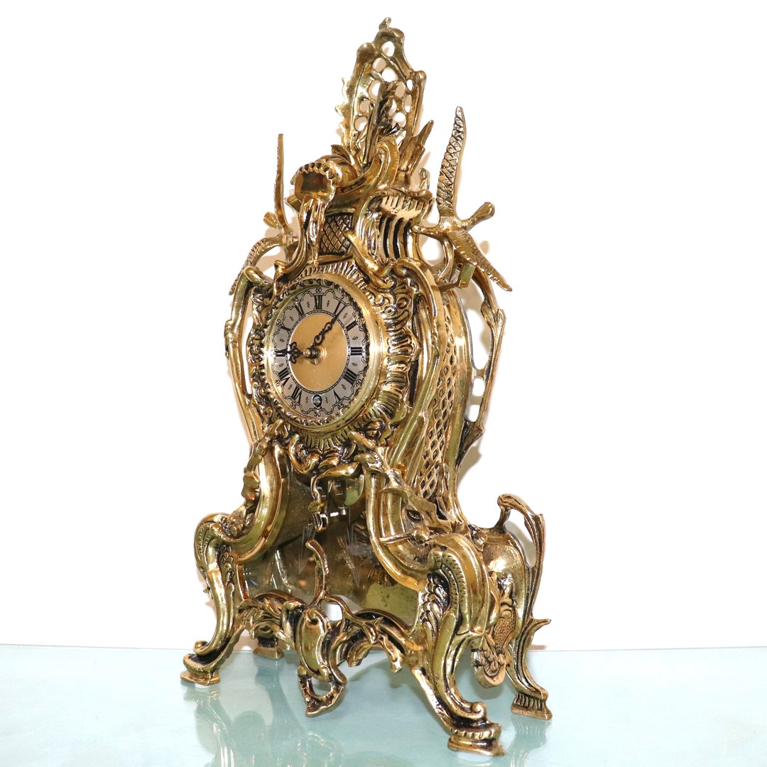 HERMLE Mantel Clock Vintage 8 Day Pendulum Engraved Crystal SOLID ...