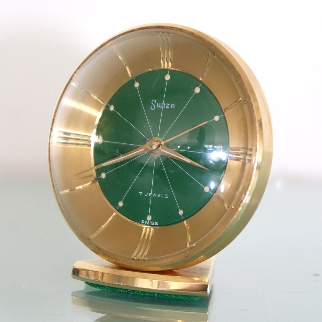 SWIZA Alarm Mantel Clock Switzerland Vintage 2 Days 7 Jewels Swiss ...