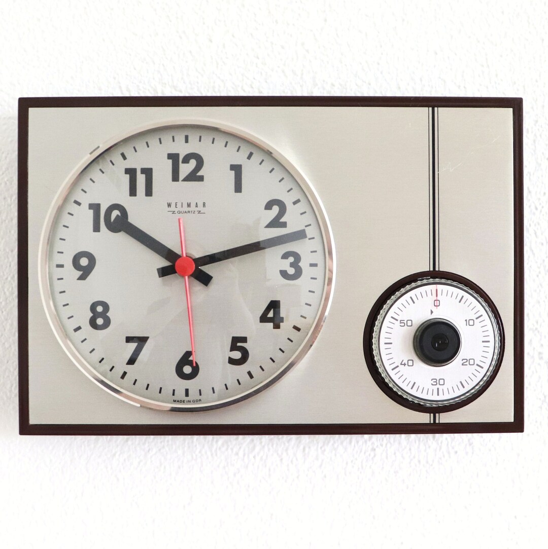 WEIMAR UHREN Wall Top Clock Vintage KITCHEN Timer 1970s Germany Glass ...