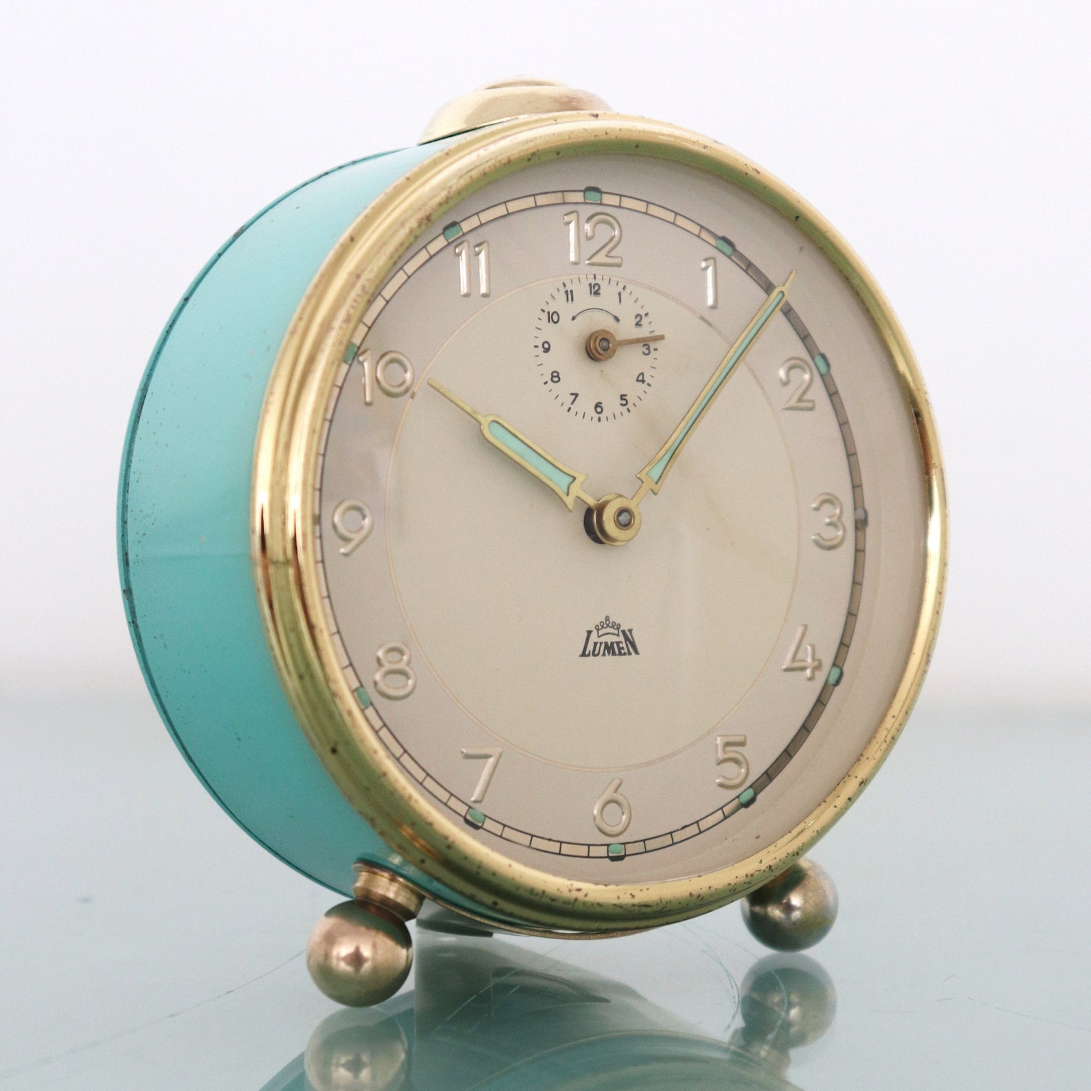 LUMEN Alarm Mantel Clock Vintage TURQUOISE 1960s RESTORED & - Etsy