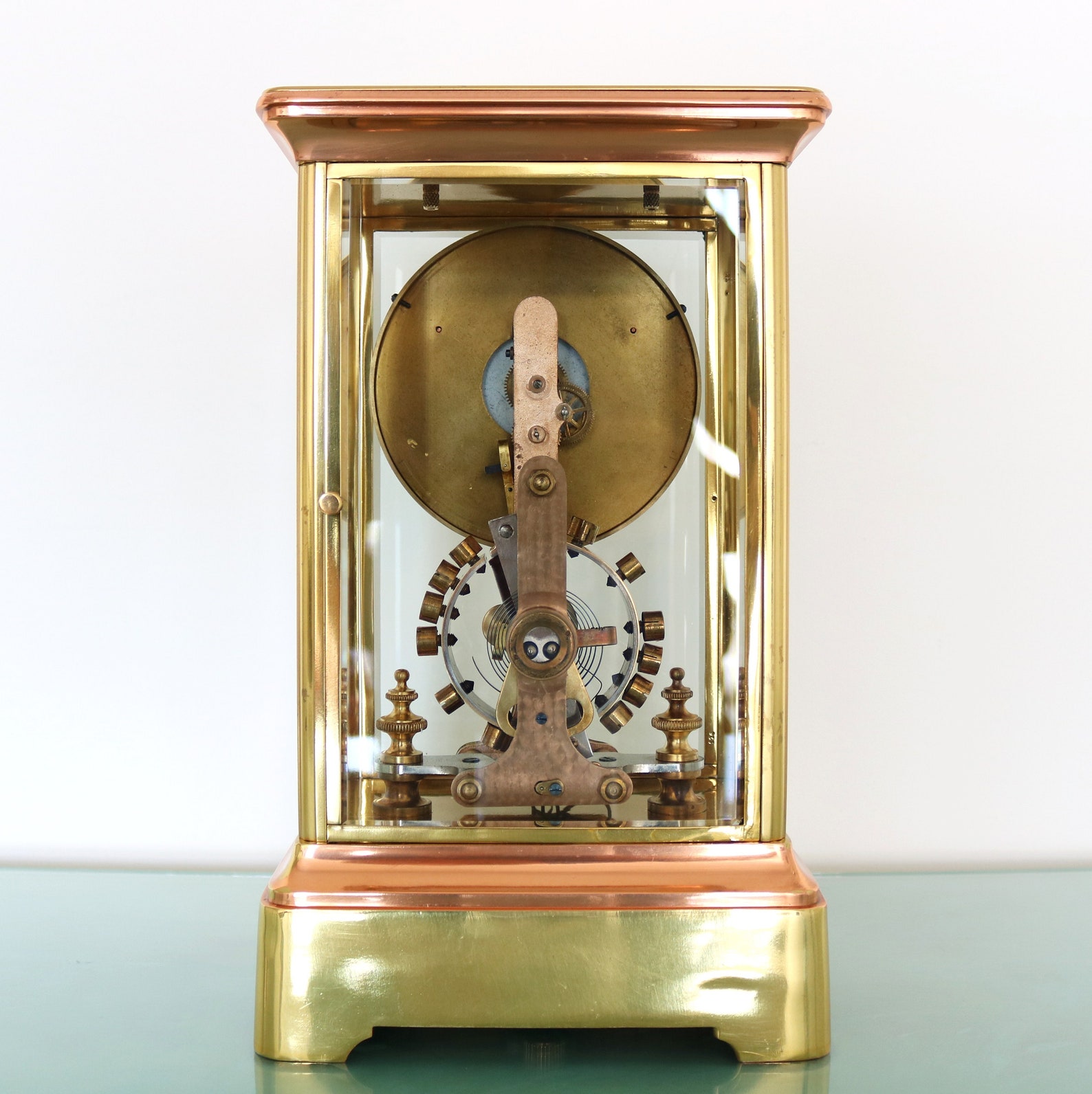 Antique EUREKA CLOCK Mantel 2 Doors Red & Yellow COPPER | Etsy