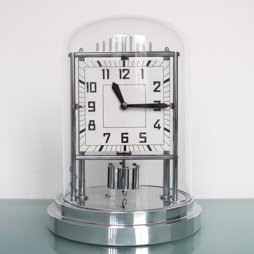 BULLE Clock Mantel Antique Top Extremely RARE 1948 CHROME Original Dome ...