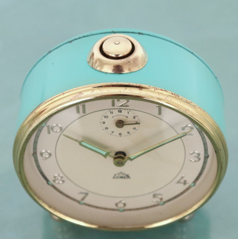 LUMEN Alarm Mantel Clock Vintage TURQUOISE 1960s RESTORED & | Etsy