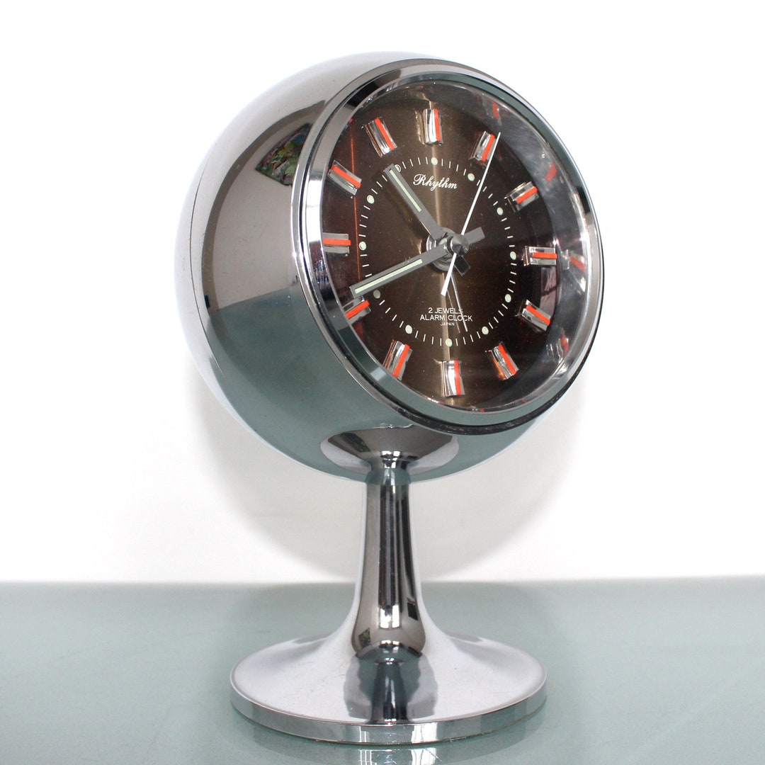 Space Age RHYTHM Retro Vintage ALARM Mantel CLOCK 51129 Top Fully ...