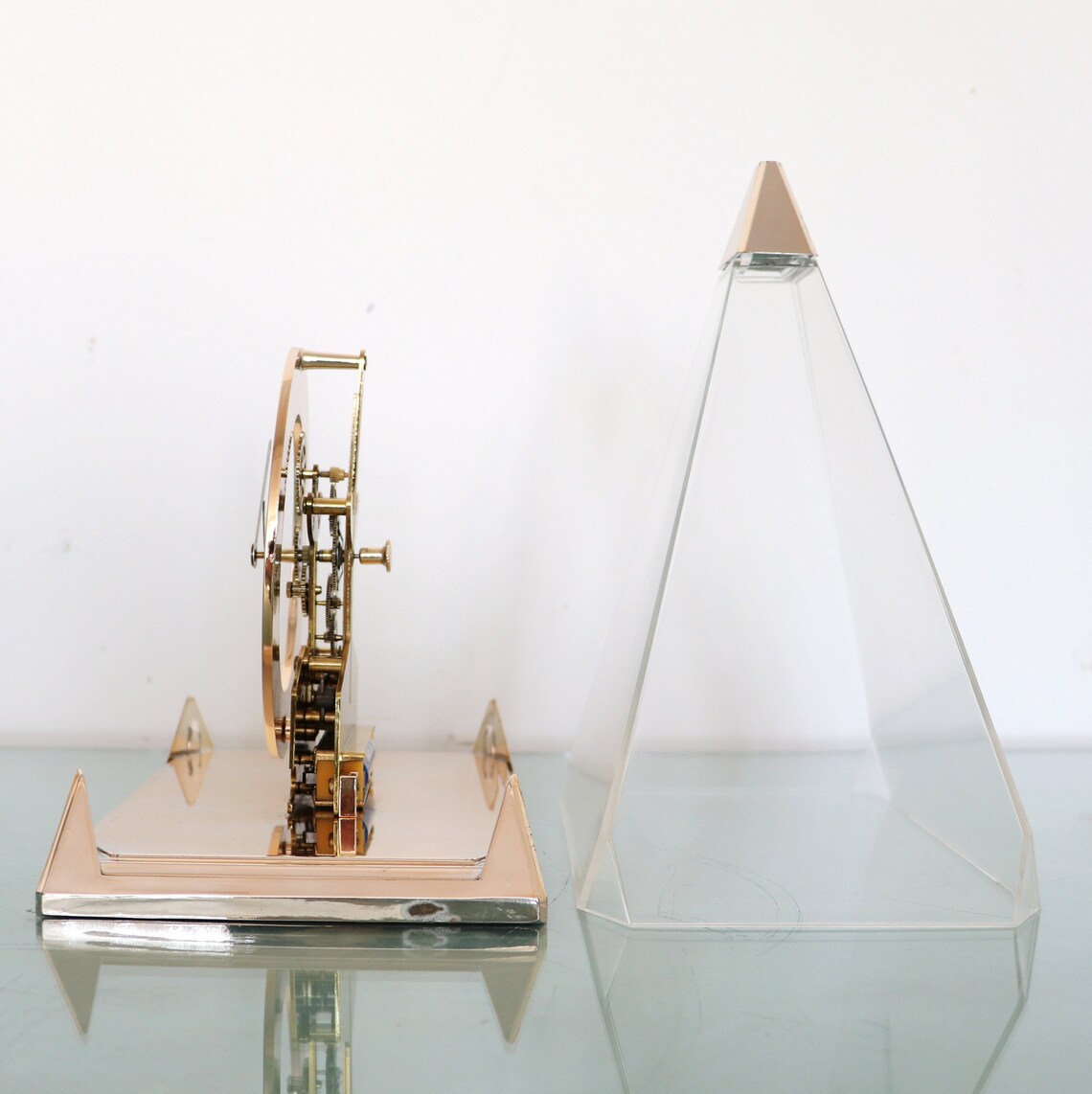 SKELETON Mantel Clock Vintage PYRAMID Translucent Dome - Etsy