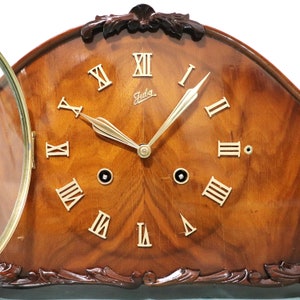 JUBA SCHATZ Mantel Tabletop Clock Vintage High Gloss Wood! 4 Bar Chime ...