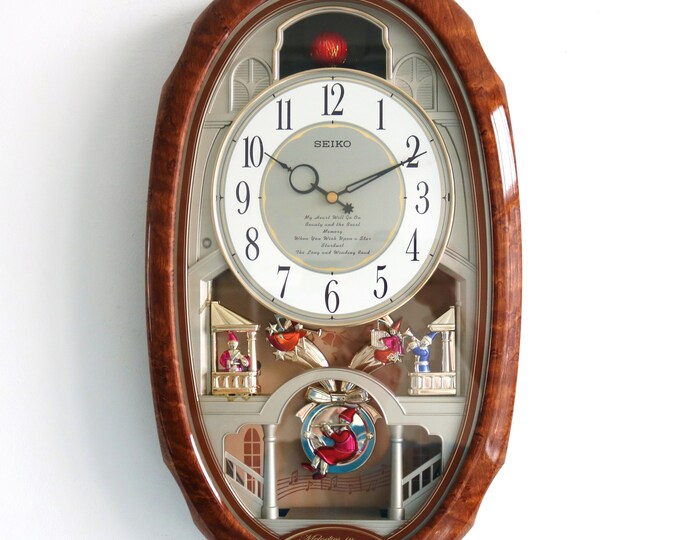 SEIKO Qxm146brh Wall MUSICAL Clock MOTION! 12 Melodies!! Chime ...