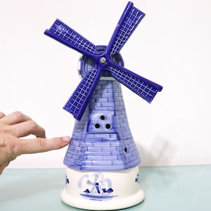 DELFT BLUE Porcelain Animated Feature! Moving Windmill XXL Vintage ...