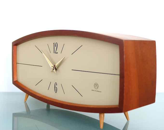 WEIMAR UHREN Mantel Clock ICONIC! Rare 1950s German Large Vintage Mid ...