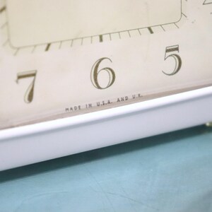 WESTCLOX USA and UK Alarm Mantel Clock Vintage White Dial Metal Curved ...