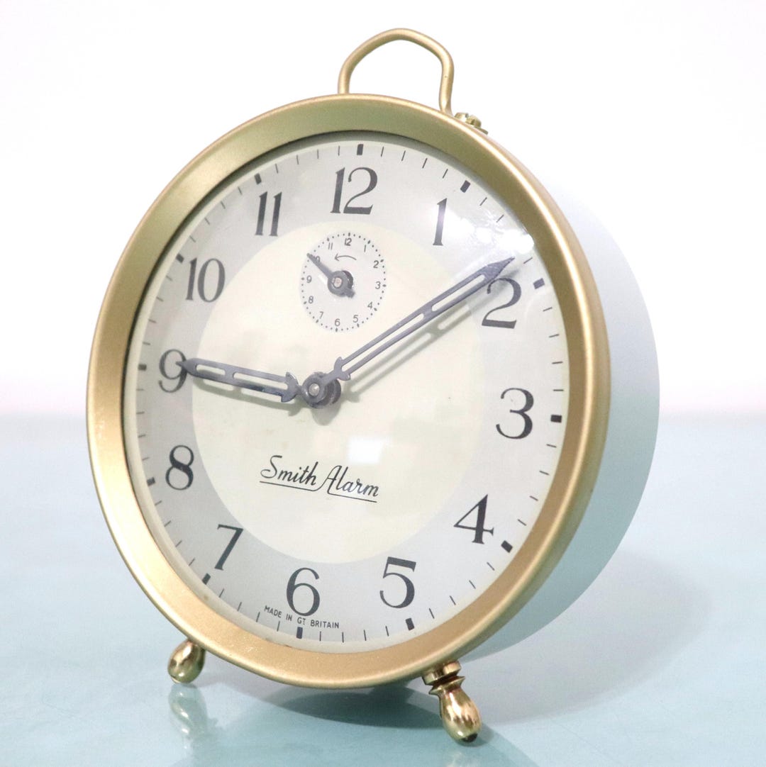 SMITH Alarm Clock SEA Blue / Green Color Mantel Super Condition ...