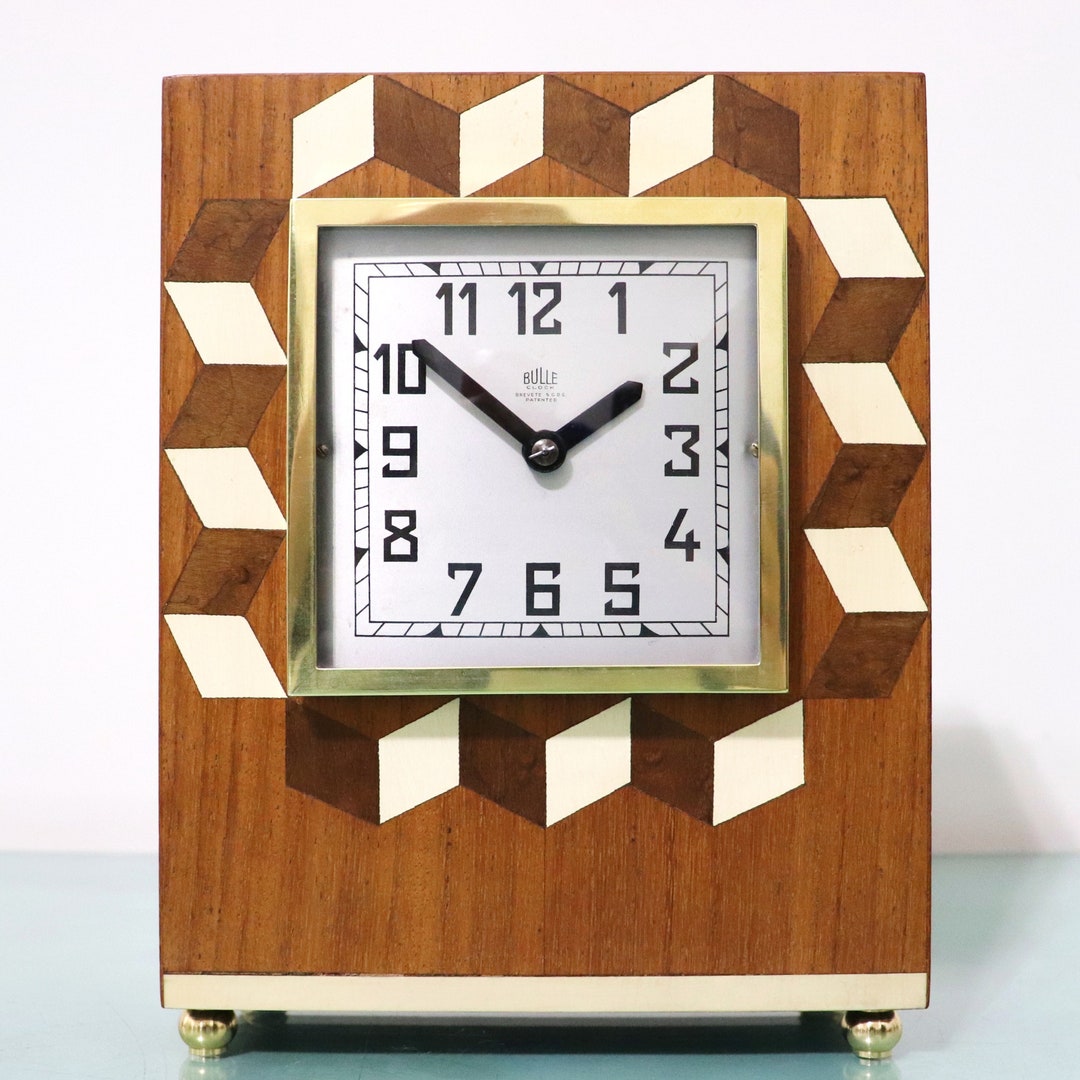 BULLE Mantel Top Clock RARE! 1938 ESCHER Based Inlay! Art Deco ...