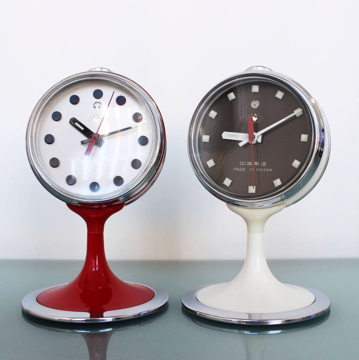 FIVE RAMS Alarm Mantel Clock UNUSUAL Top Mid Century Chrome | Etsy