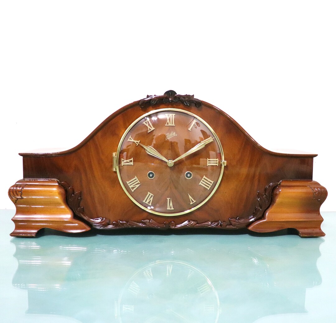JUBA SCHATZ Mantel Tabletop Clock Vintage High Gloss Wood! 4 Bar Chime ...