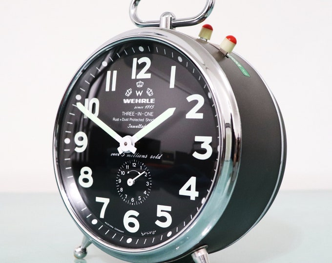 Wehrle Three in One Clock, Vintage German Alarm Clock, Desk Clock ...