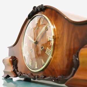JUBA SCHATZ Mantel Tabletop Clock Vintage High Gloss Wood! 4 Bar Chime ...