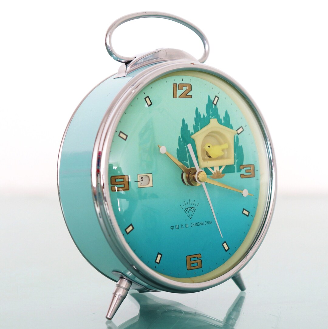 FIVE RAMS Mantel Alarm Clock Vintage MOTION Bird Cage Collectors Item ...