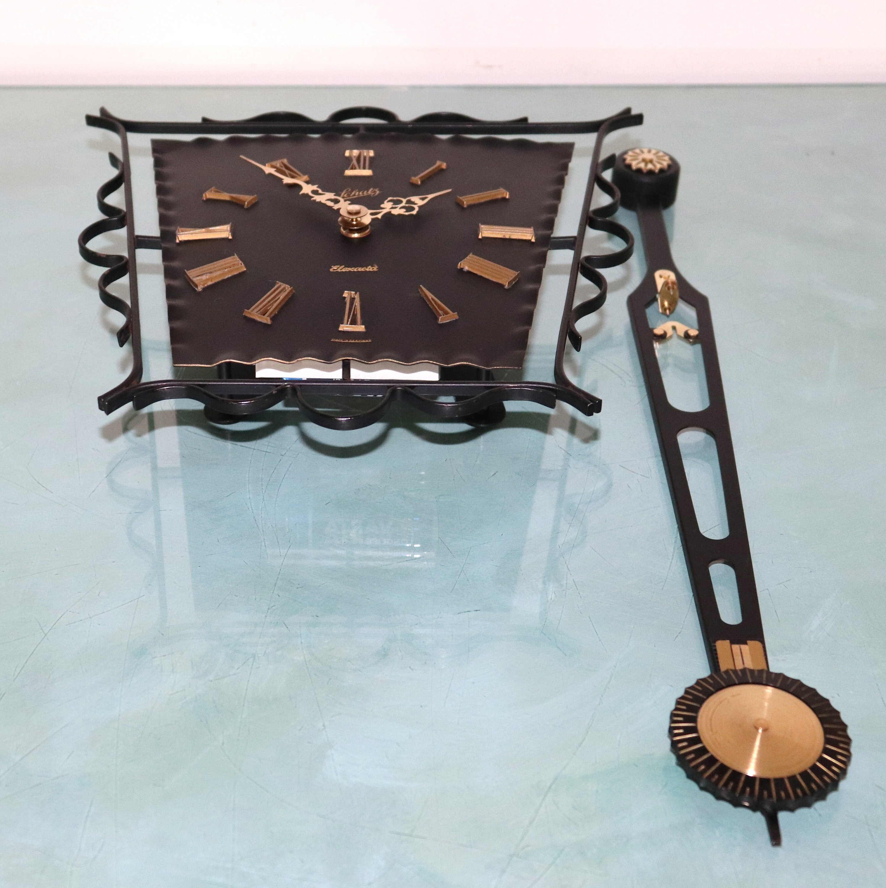 SCHATZ ELEXACTA Vintage Wall Top Clock Rare Model Cast Iron | Etsy