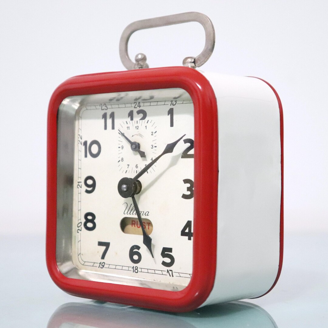 JUNGHANS ULTIMA Mantel Alarm Top Clock Xxl Antique BAUHAUS! 1920s Red ...