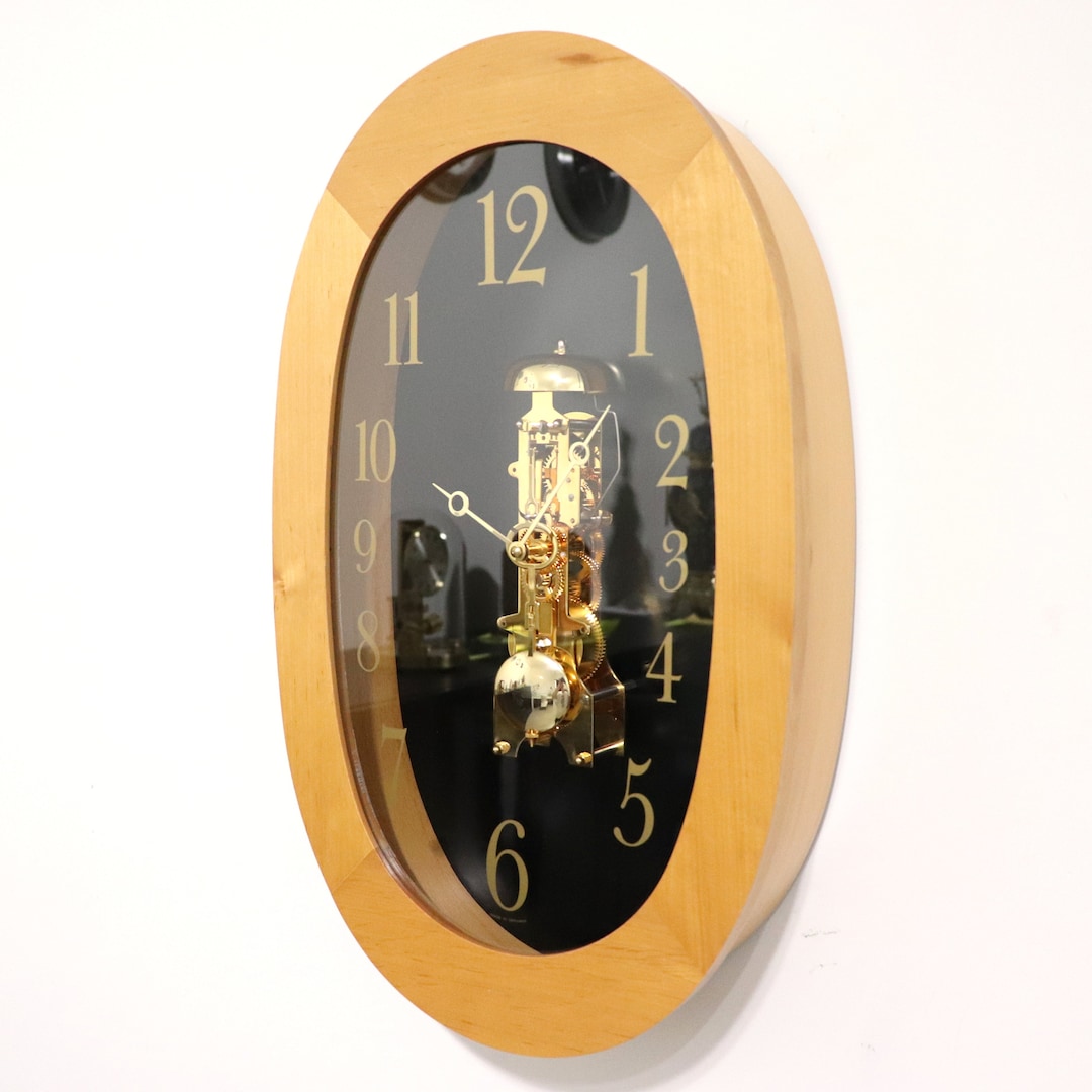 HERMLE Wall Clock Design Skeleton Translucent BLOND Wood 1990s 8 Days 5 ...