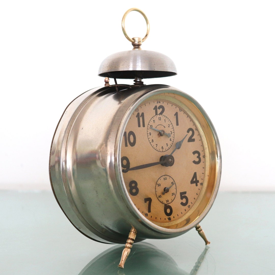 PETER UHREN Alarm Mantel Top Clock Antique 1930s BELL Germany Restored ...