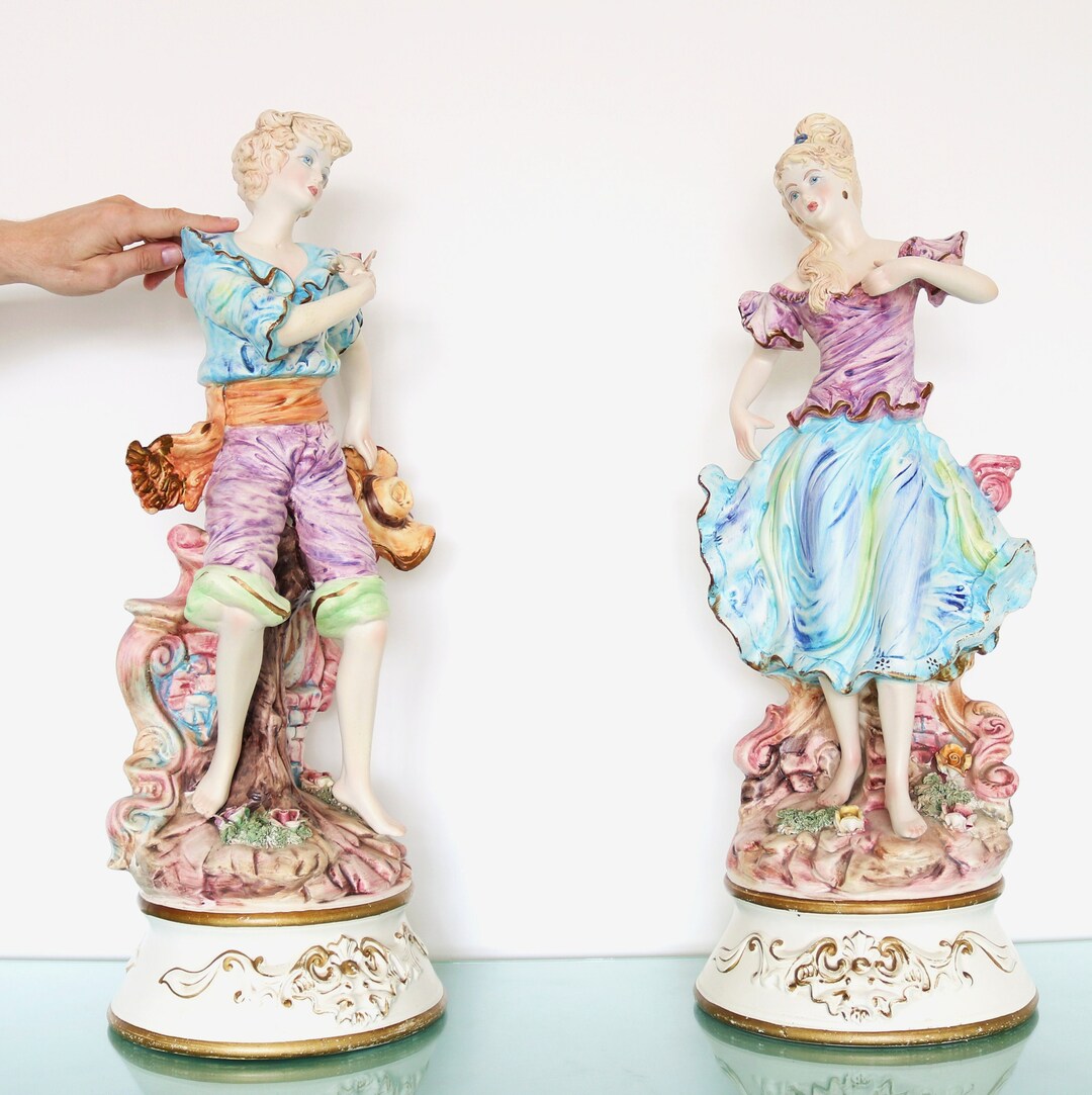 Vintage Figurine ITALIAN CAPODIMONTE HUGE 27 Inch Top Porcelain Italy ...