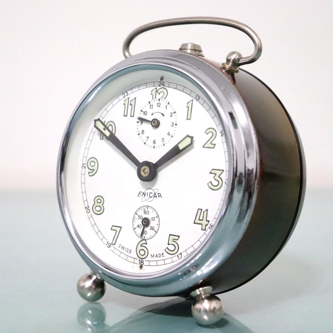 ENICAR Swiss Alarm Clock Mantel One of a Kind TOP Condition! RETRO ...