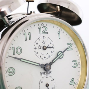 PETER Alarm Mantel Clock Chrome! Vintage DOUBLE BELLS! Germany Restored ...