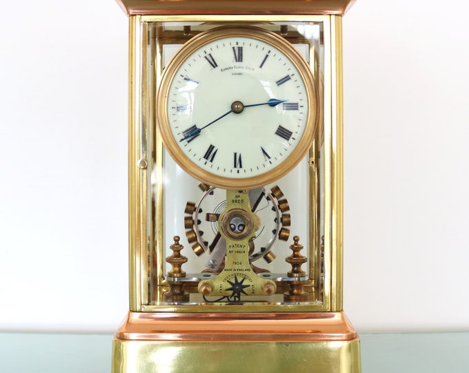 Vintage Art Deco 8 Days Brown Wood Mantel Clock Old Fashioned British ...