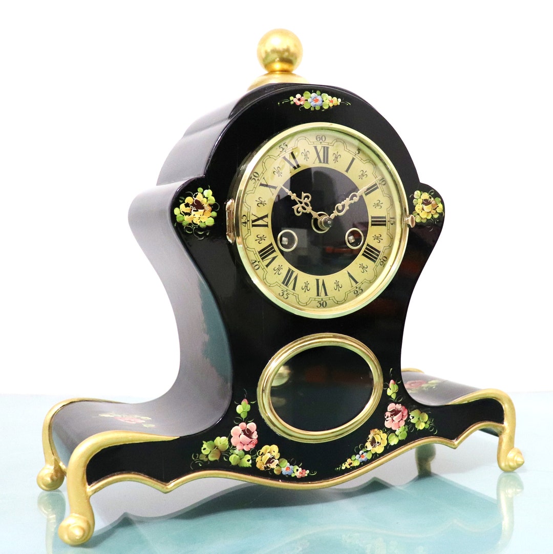 SCHMID Vintage Mantel Clock Very PENDULUM Neuchatel 8 Days Winding Bell ...