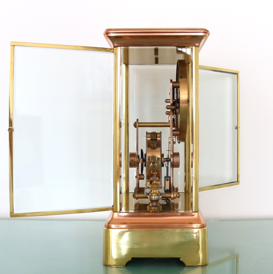 Antique EUREKA CLOCK Mantel 2 Doors Red & Yellow COPPER | Etsy