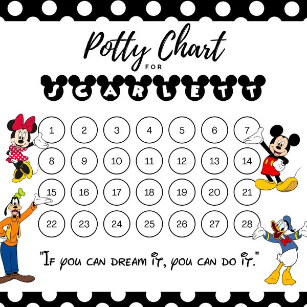 Minnie Mouse Potty Training Chart - Etsy