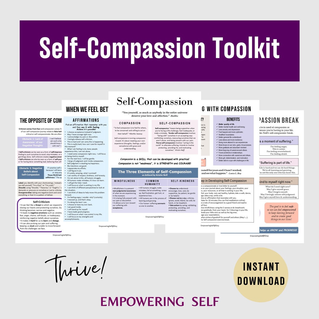 Self-compassion Worksheets, Self-care, Self-love, Self-worth ...