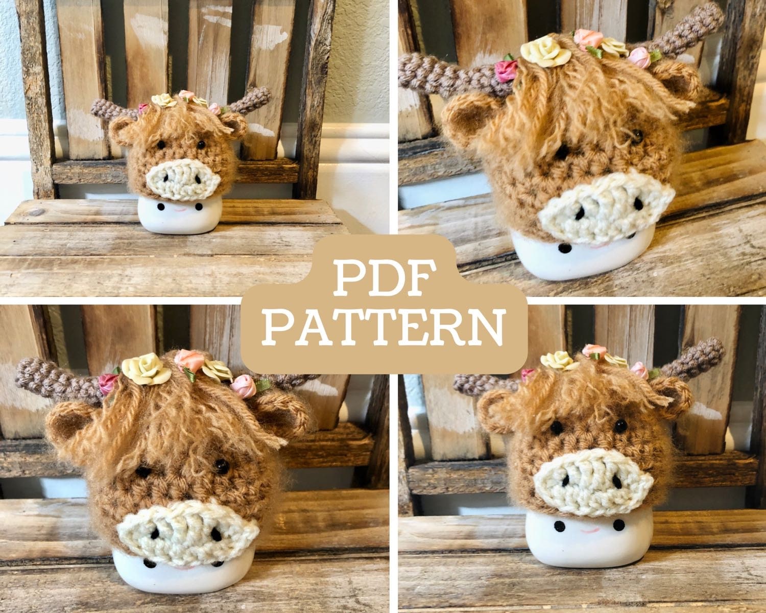 PATTERN Highland Cow Marshmallow Mug Hat / Rae Dunn Farmhouse Display ...