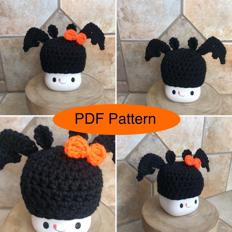 PATTERN Halloween Bat Marshmallow Mug Hat Crochet PATTERN PDF | Pattern ...