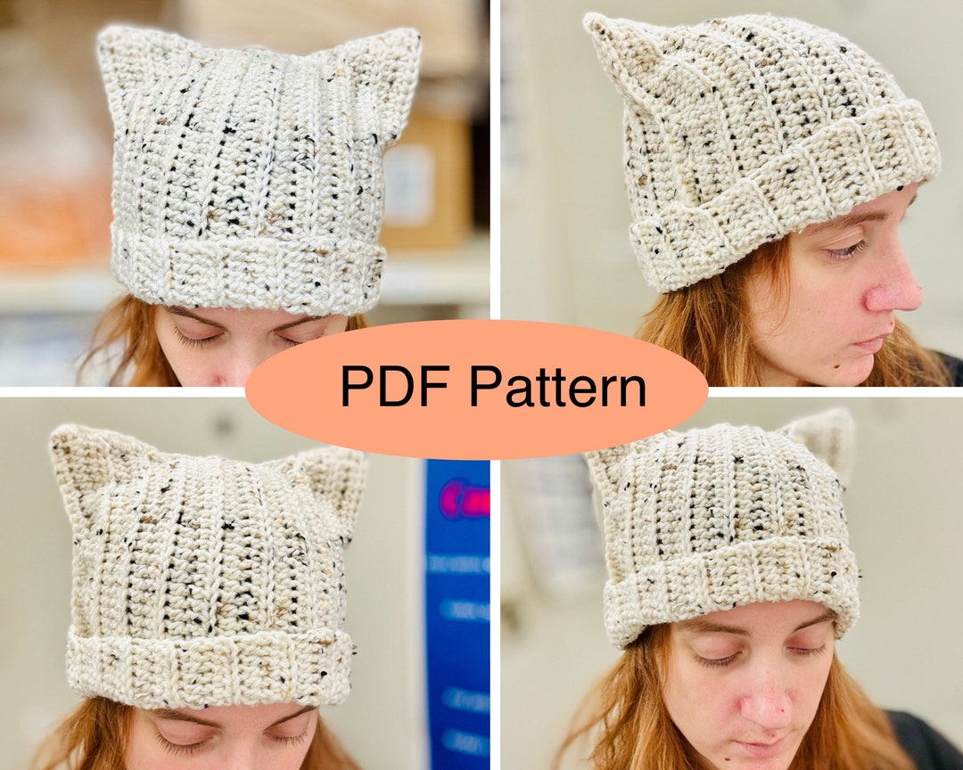 PATTERN Easy Cat Ears Hat Winter Beanie Crochet PATTERN PDF | Digital ...