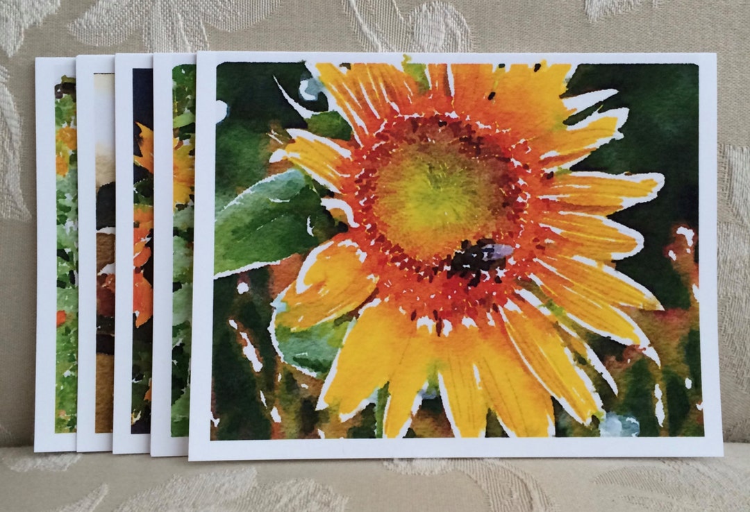 Lowcountrynotecards Sunflowers Watercolor Stationery - Etsy