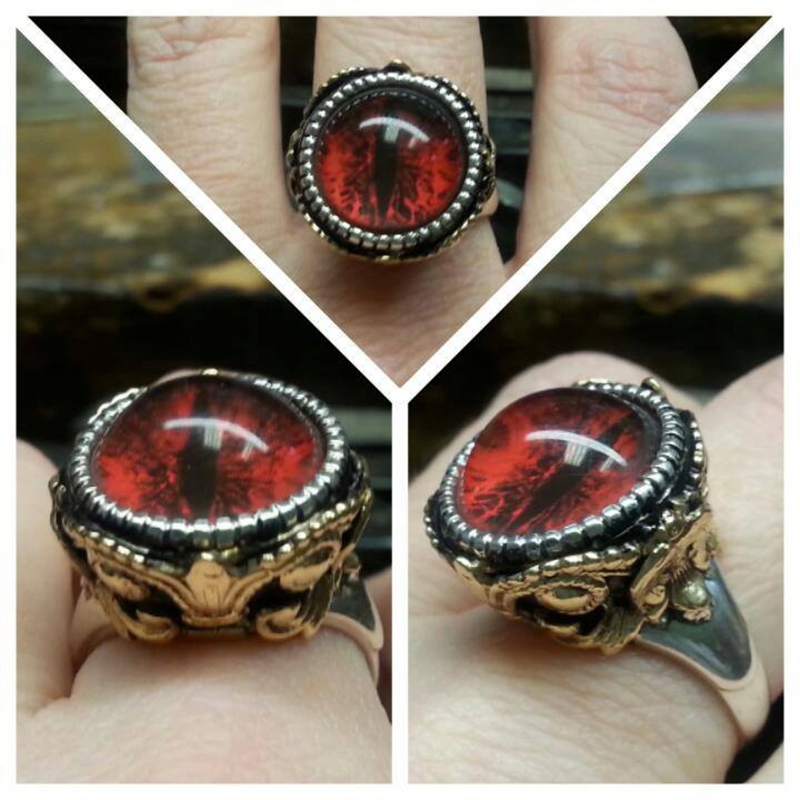 Eye of the Beast Steampunk Sterling Silver Ring With Antique - Etsy