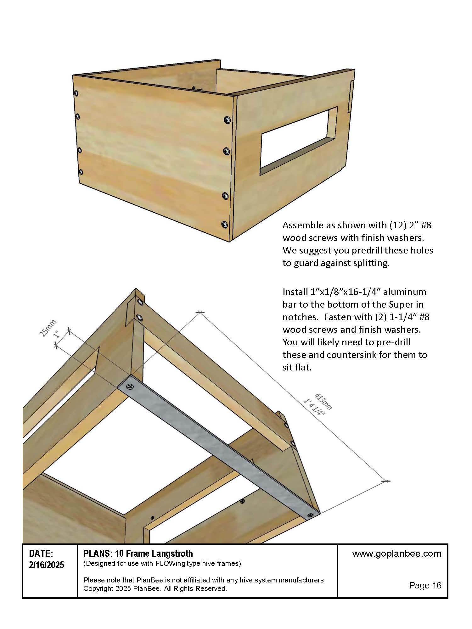 DIY Beehive Box Plans – Langstroth 10-frame for FLOW Frames (PDF ...