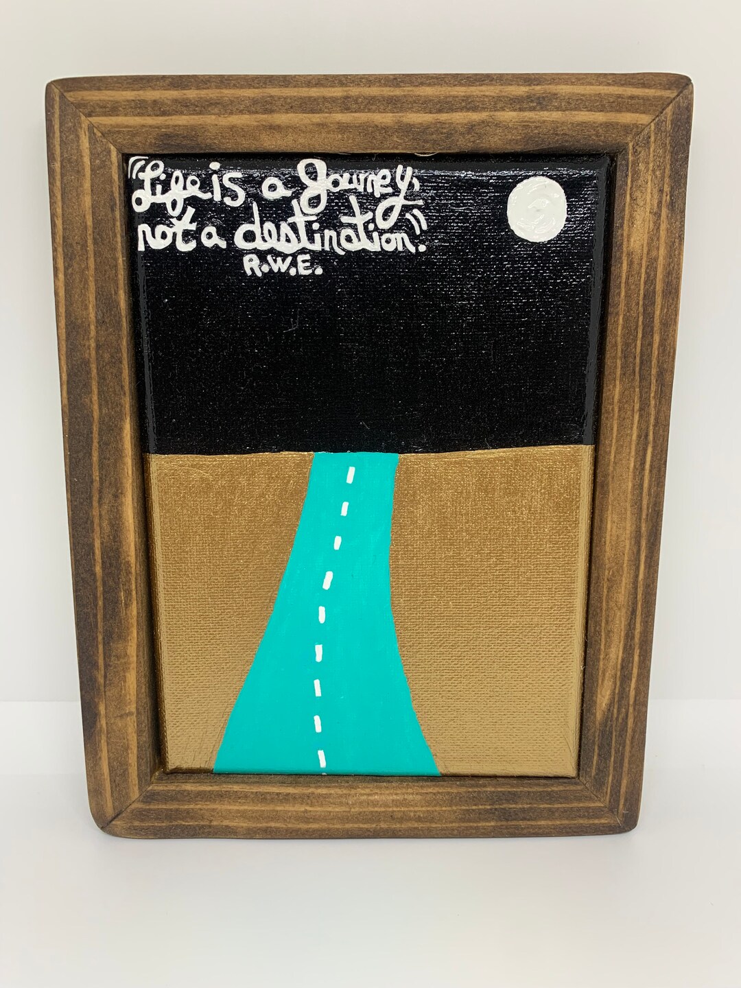 Original Artwork, Framed, Canvas, 5x7, Teal, Path, Nighttime, Art by ...